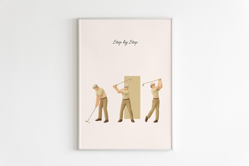 Step by Step Golf Poster – Vintage Minimal Swing Art for Men’s Office ...