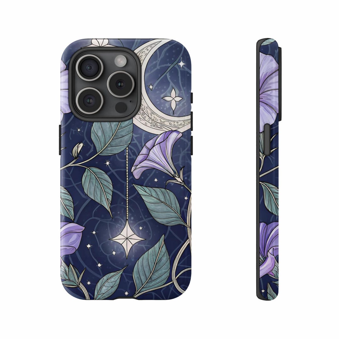 Floral Moon iPhone Case, Starry Night Design, Aesthetic Phone Cover ...
