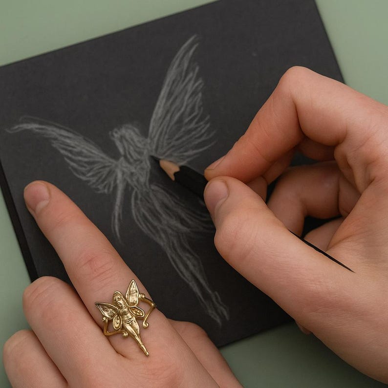 Fairy Ring Adjustable, Silver & Gold Fairy Jewelry for Women, Fantasy ...