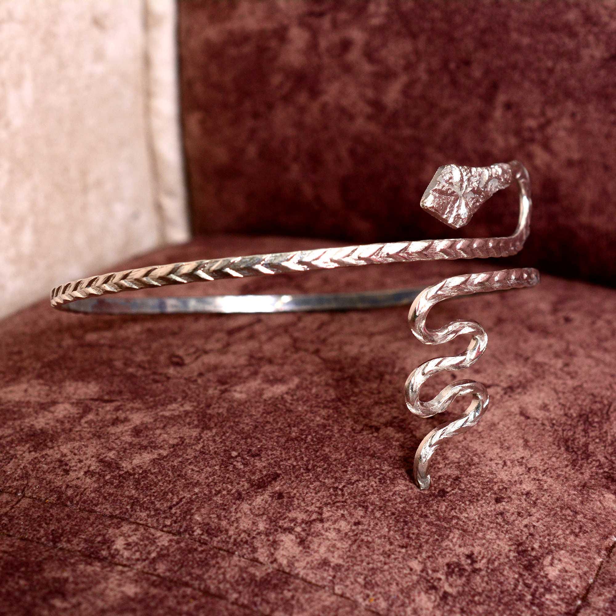 Silver Snake Arm Cuff Bracelet: Adjustable Brass Serpent Armlet - Etsy