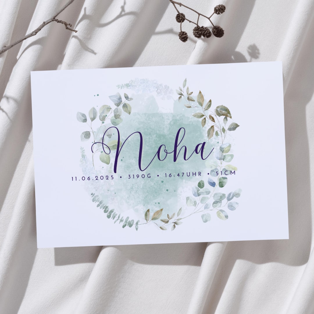 Personalized Birth Poster – Baby - Birth - Name, Date, Time, Weight ...