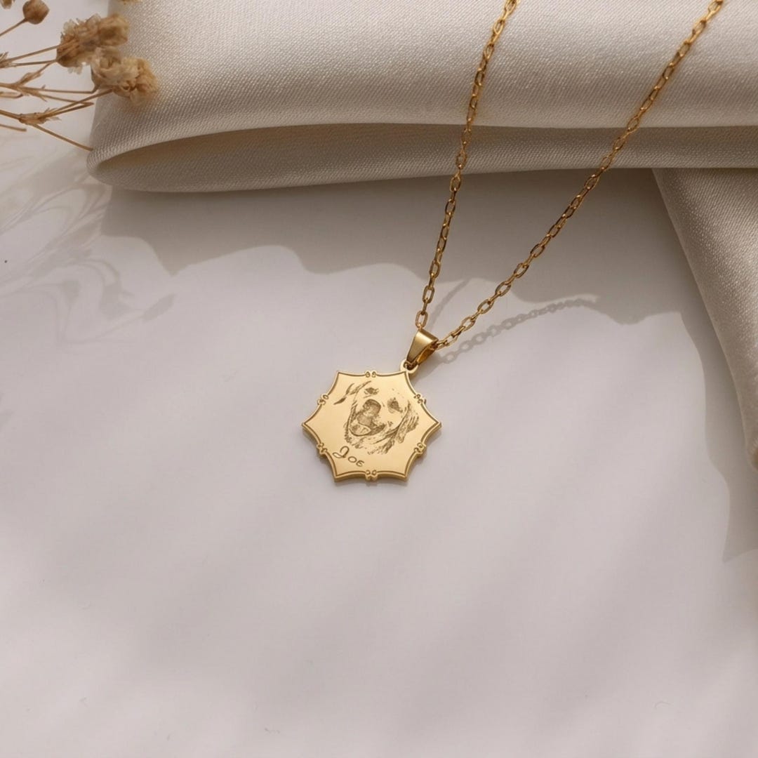 Personalized Pet Portrait Necklace, Customized Dog and Cat Memorial ...