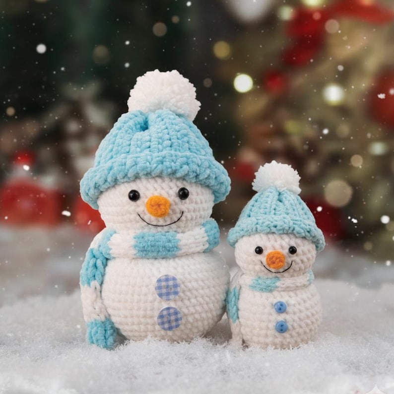 Crochet Snowman Holiday Amigurumi: Winter Large and Mini Snowman Kids ...