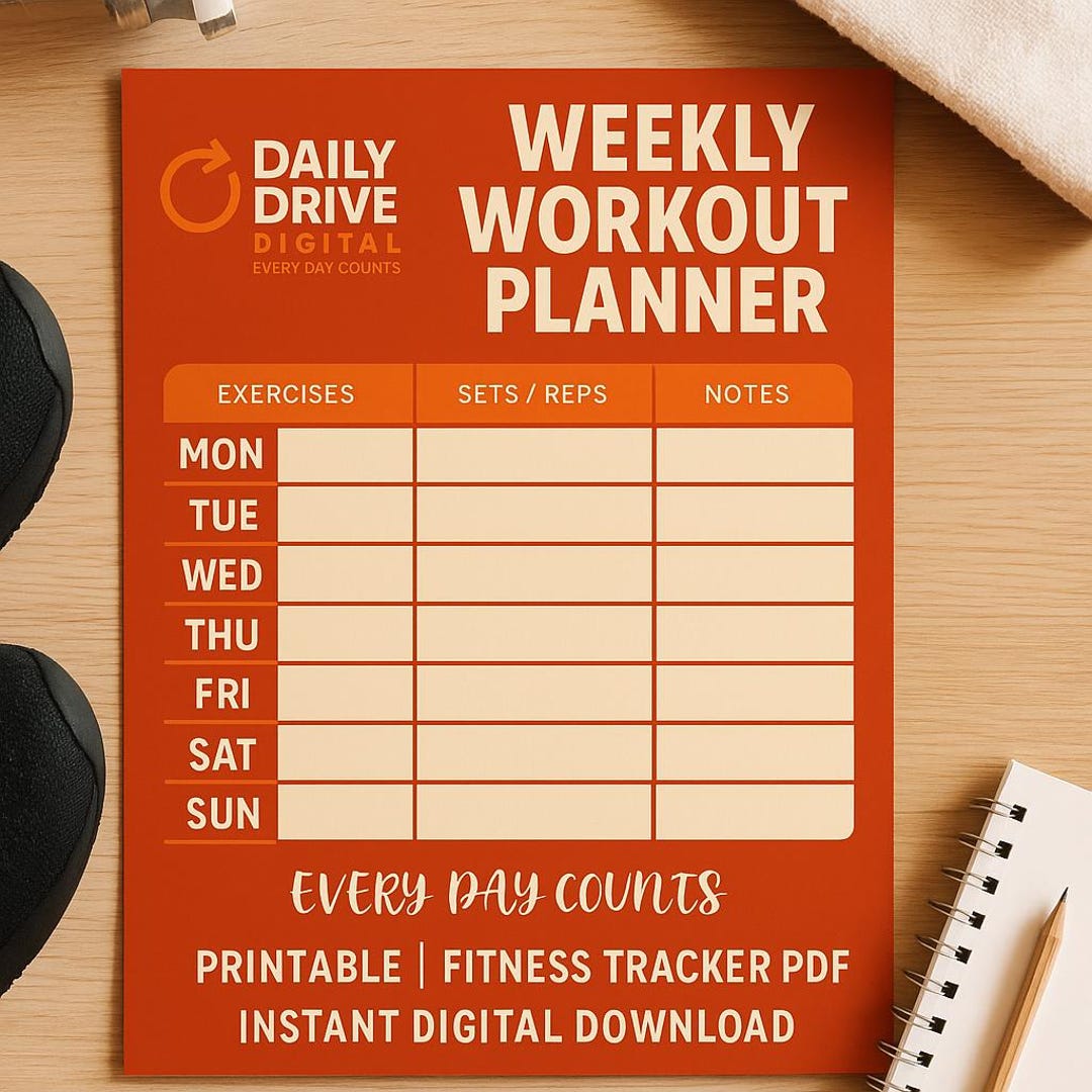 Weekly Workout Planner Printable: Fitness Tracker (digital Download, A4 ...