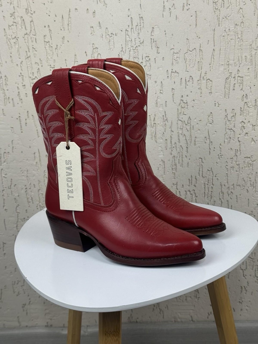 Tecovas the Jolene Cherry Calf Western Boots 7B/6B Red Women’s Cowgirl ...