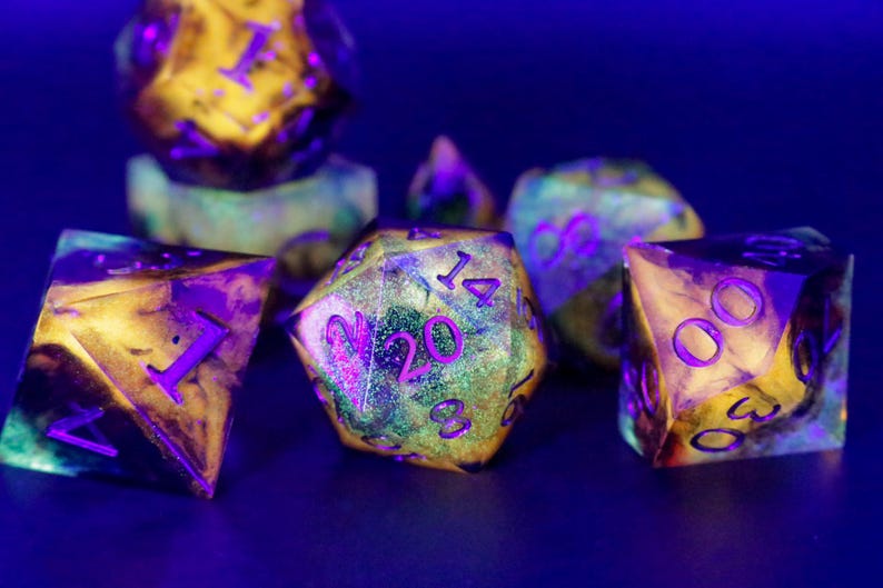 Necromancer's Rift UV Reactive Dnd Dice, Full Polyhedral Set for TTRPG ...
