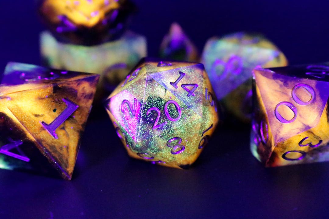 Necromancer's Rift UV Reactive Dnd Dice, Full Polyhedral Set for TTRPG ...