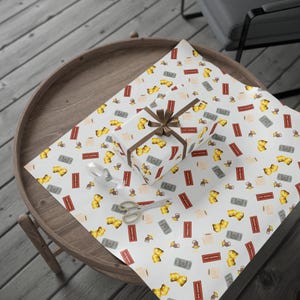 Broadway Theatre Themed Wrapping Paper, White Background With Marquee ...