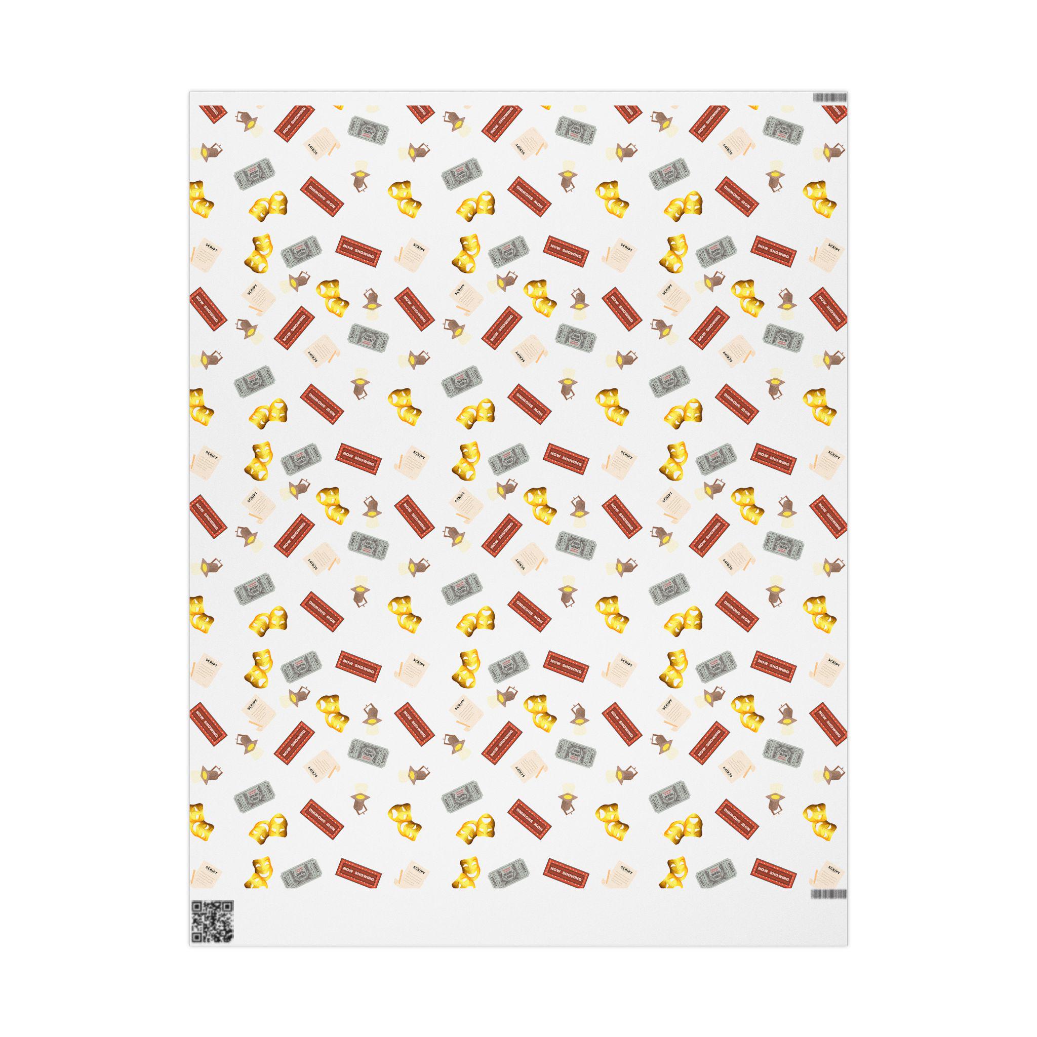 Broadway Theatre Themed Wrapping Paper, White Background With Marquee ...