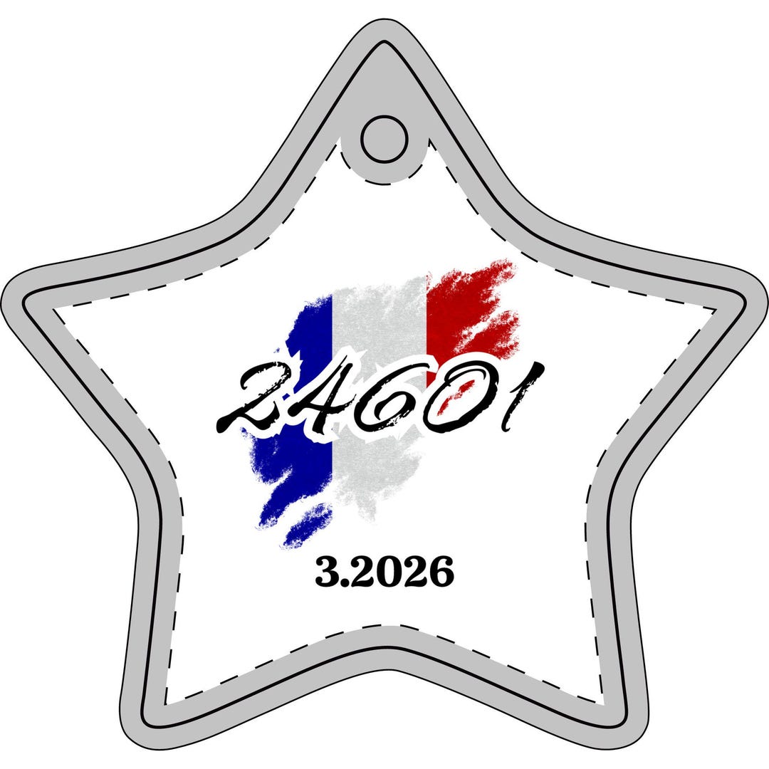 24601 Ornament With French Flag Design and Date, Double Sided Christmas ...