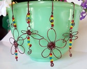 Items similar to Dragonflies And Daisies Pot Sitters, Wire Ornament ...