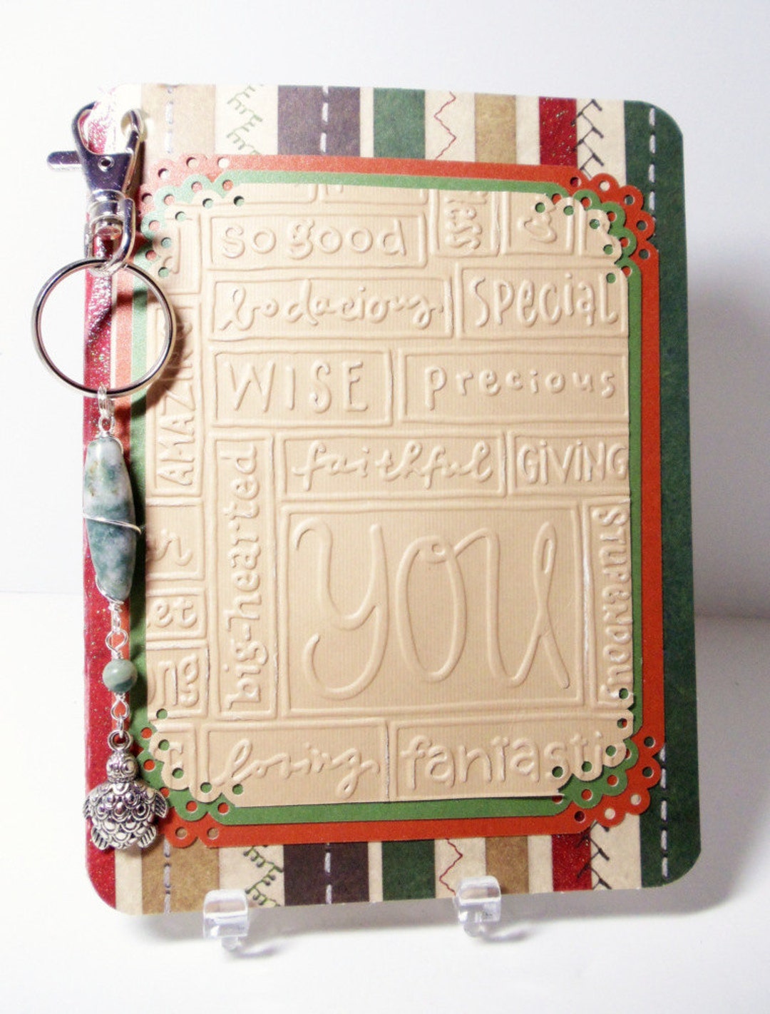 Embossed Card Friendship Card Turtle Key Ring Card Key Ring - Etsy