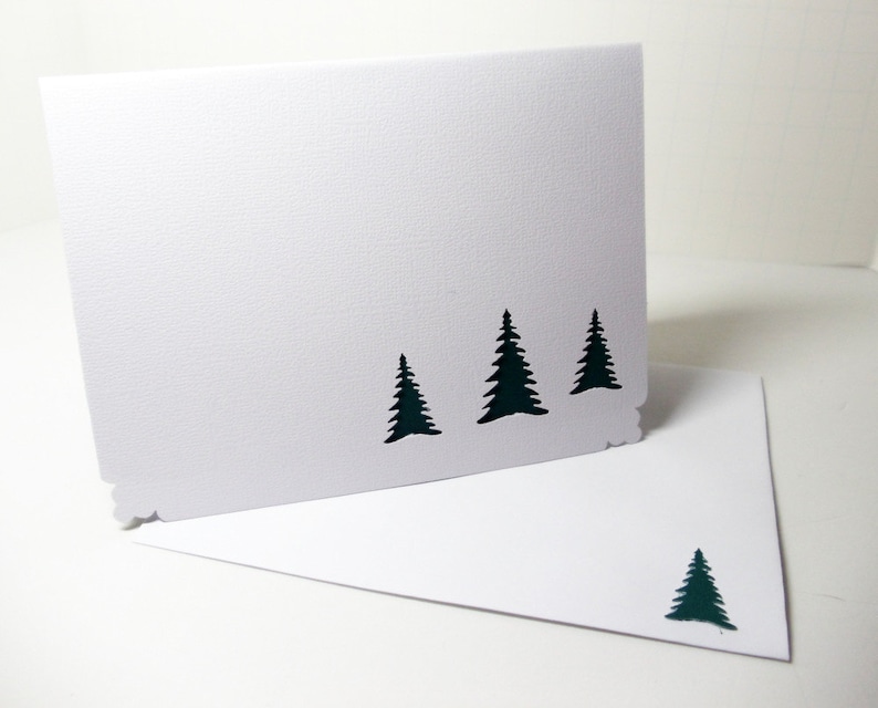 Christmas Cards- Winter Cards- Pine Tree Cards- Boxed Set of 4 ...