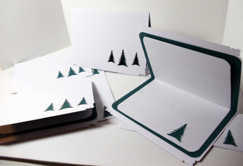 Christmas Cards- Winter Cards- Pine Tree Cards- Boxed Set of 4 ...