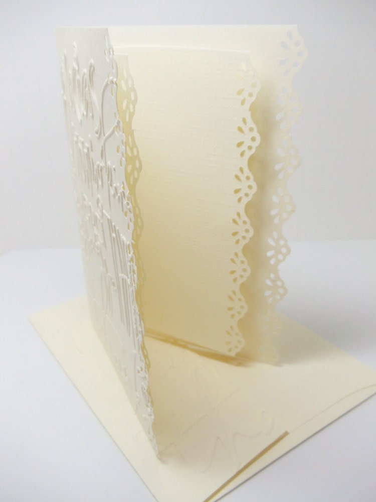 Thank You Cards Wedding Embossed Linen Lined Boxed Set 6 Cards Lacy ...