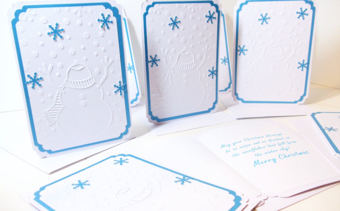 Snowman Card Set Christmas Cards Holiday Card Set Embossed Card ...