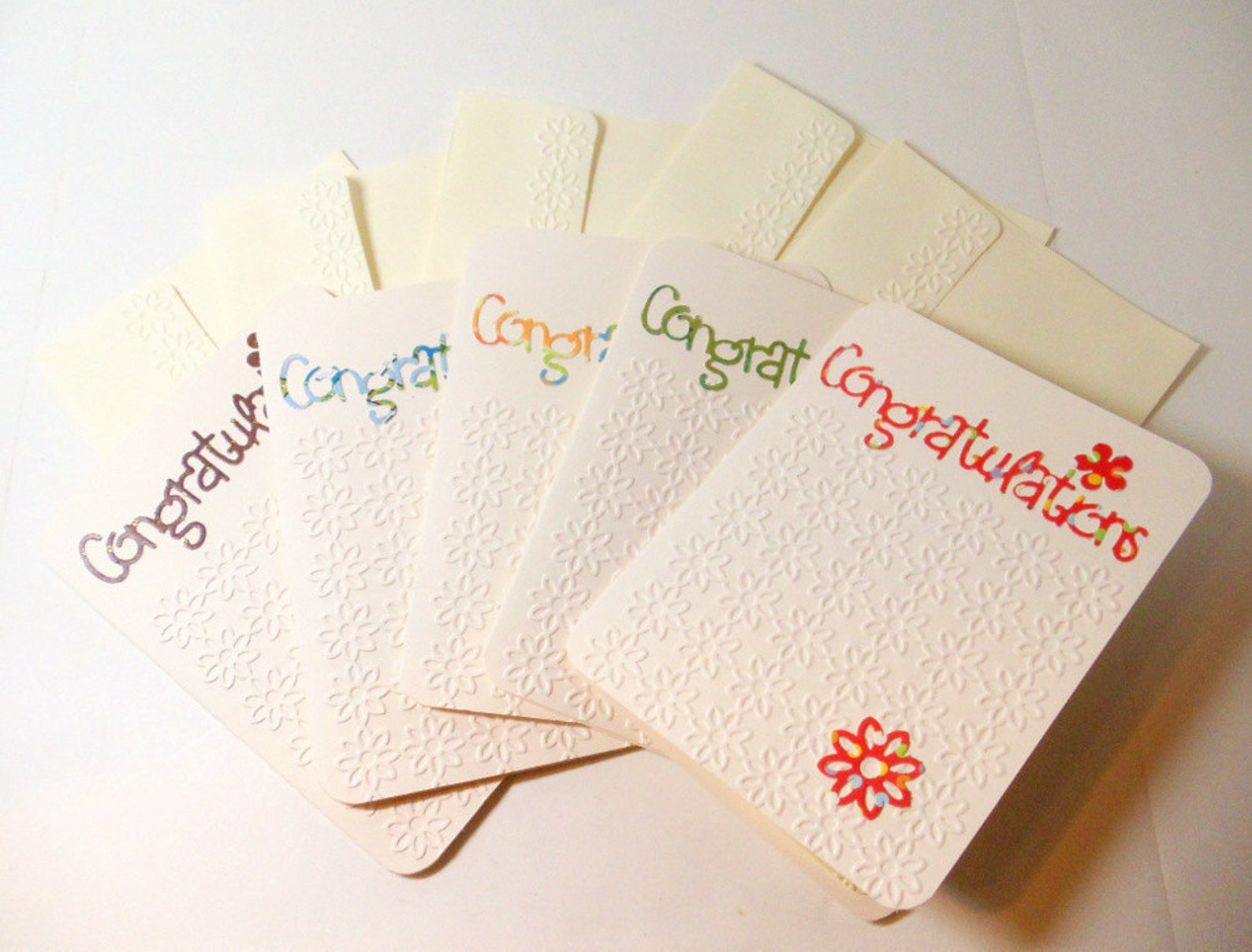 Congratulations Cards- Embossed- Linen Lined- 5 Cards- Boxed Set ...