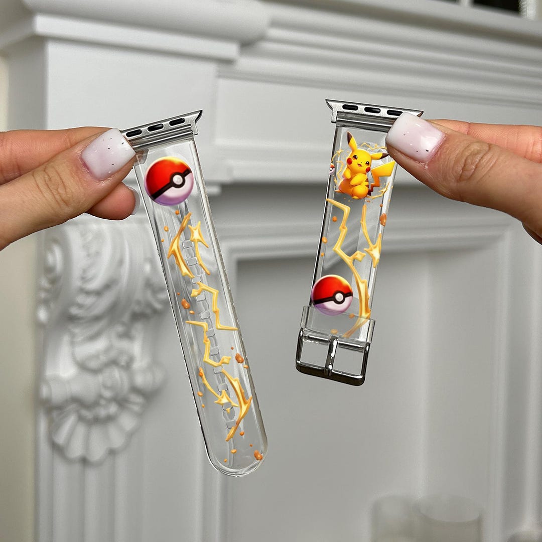 Electric Pikachu Apple Watch Band 40 41 42mm, Lightning Anime Vegan ...