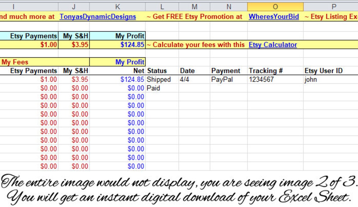 EXCEL Etsy Product Listing Sheet | Helps You to Keep Track of Your ...