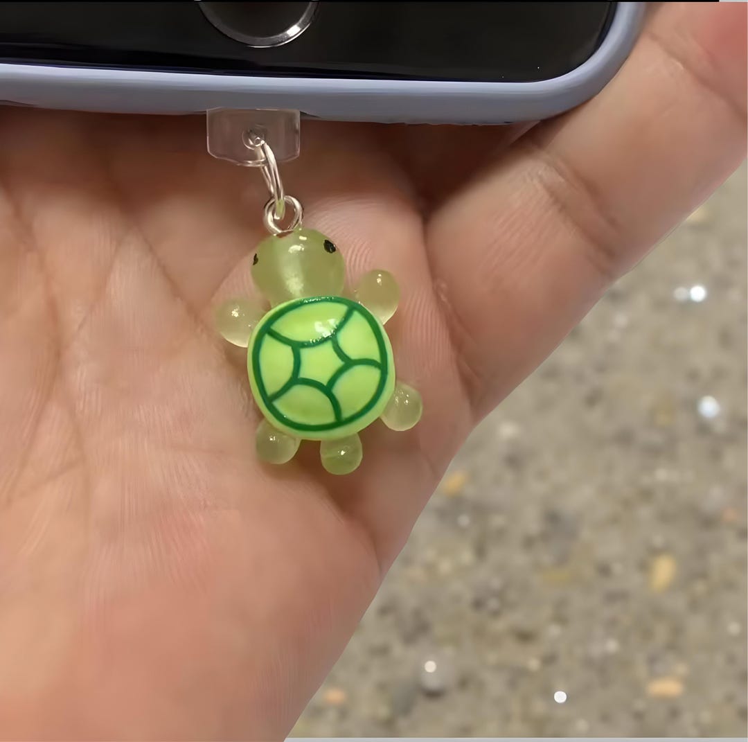 Cute Green Turtle Dust Plug – Hanging Charm Accessory - Etsy