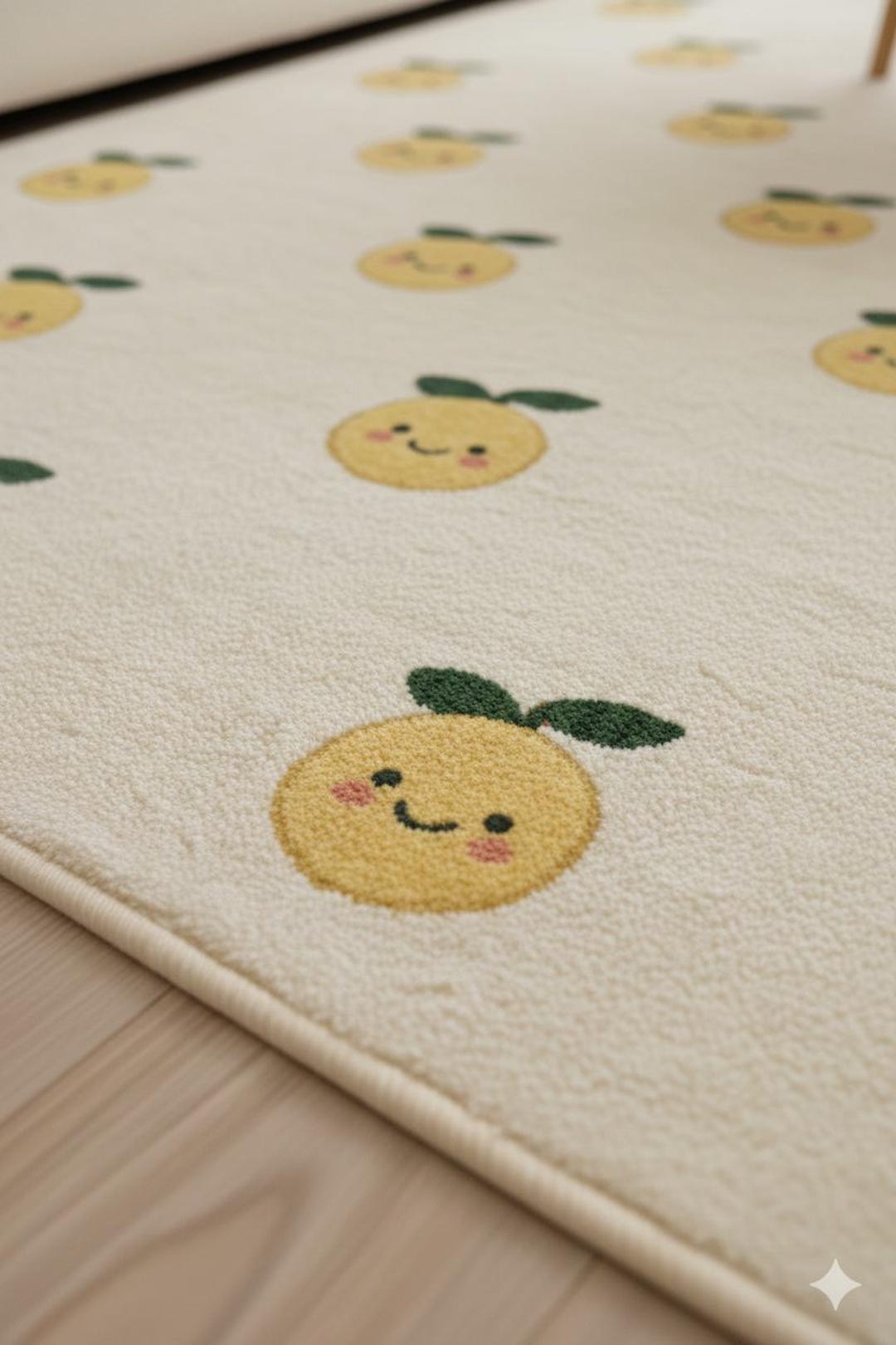 Cute Lemon Kids Rug, Smiley Fruit Pattern Area Rug for Nursery ...