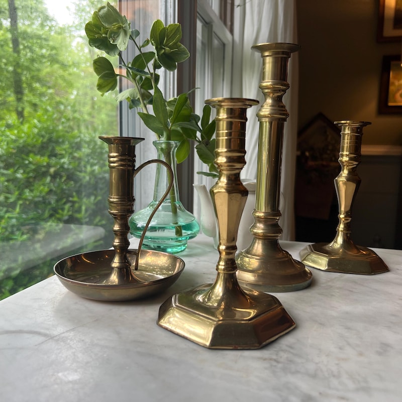 Brass Mcm Candle Holder - Etsy