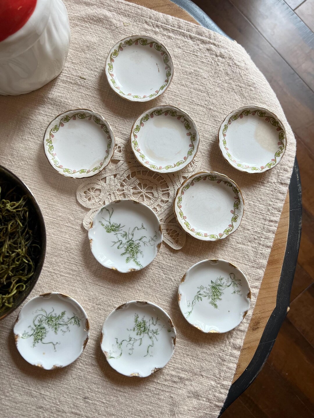 Vintage Butter Pat With Green and Gold | Sold Individually - Etsy