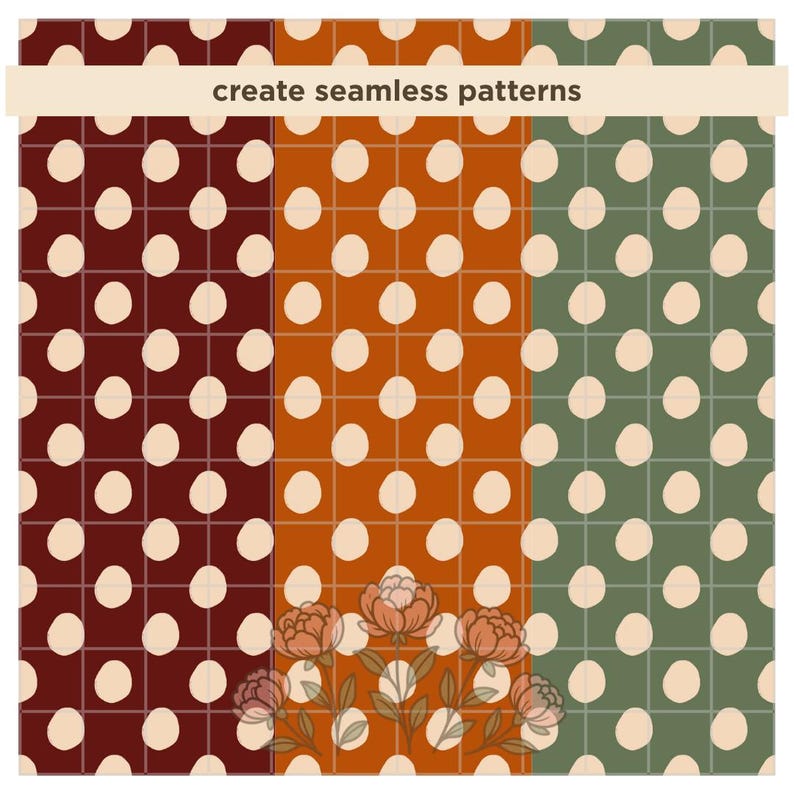 Fall Polka Dot Seamless Pattern Bundle, Hand Drawn PNG (instant ...