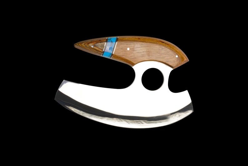 Hand Forged Ulu Knife: Walnut Handle, Stainless Steel Blade - Camp ...