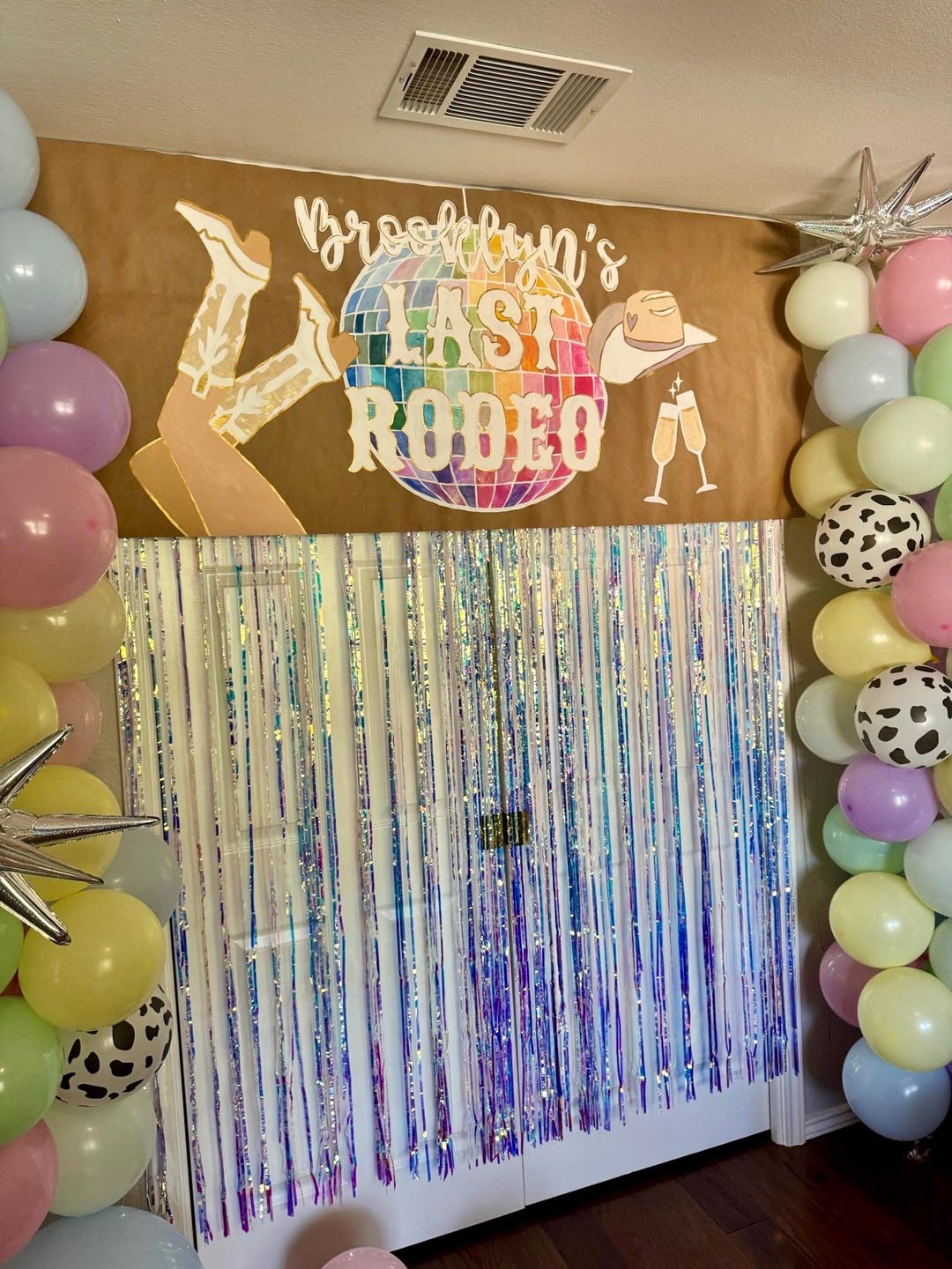 Custom Painted Brown Paper Banner, (birthday, Engagement, Bachelorette ...