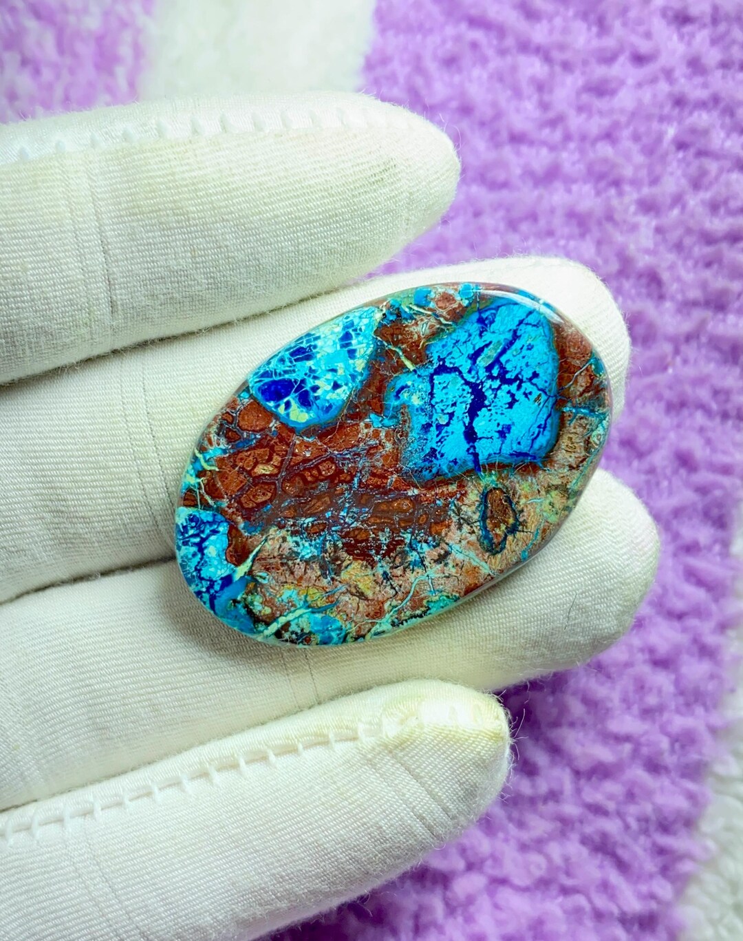 Azurite Cabochon: Natural Blue Gemstone for Jewelry Making (35cts) - Etsy