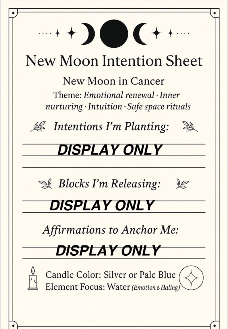 Moon Intention Sheet | Printable Moon Ritual Page | Digital Witchy ...