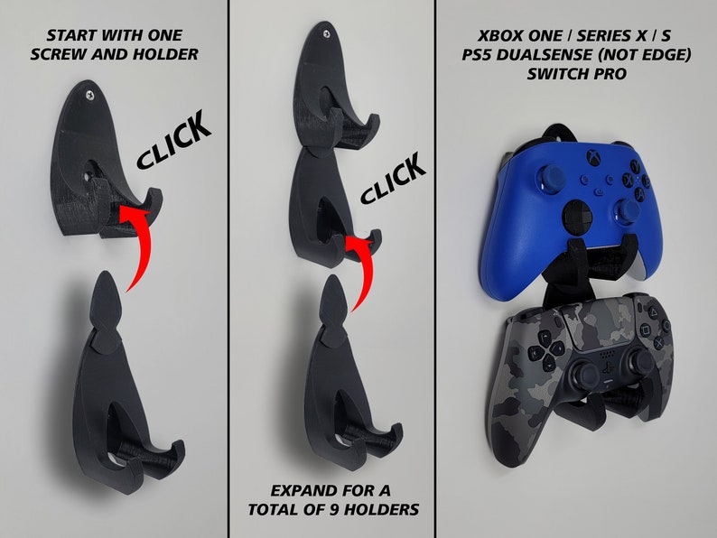 Gaming Controller Stand Display - Expandable Wall Mount - for PS4, PS5 ...