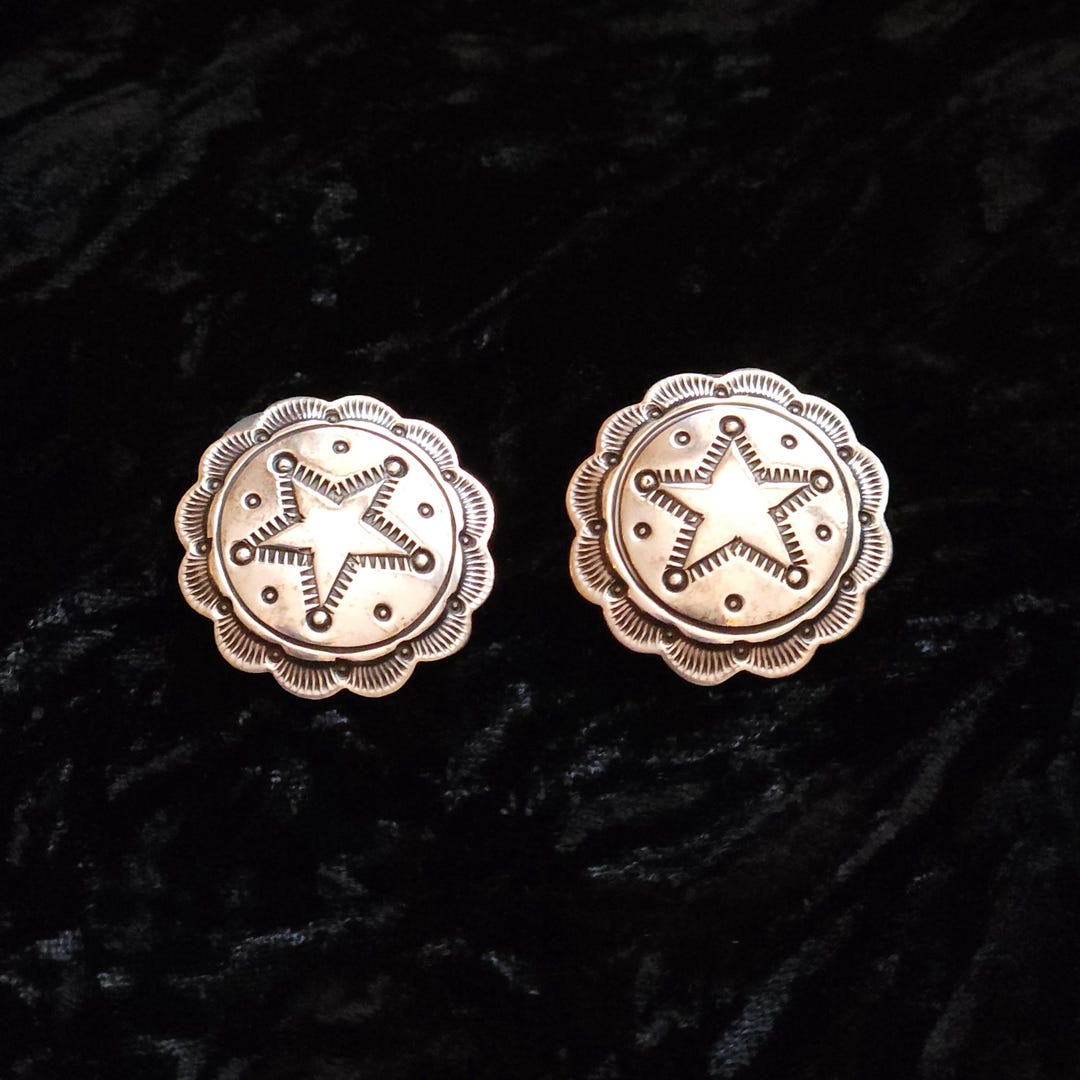 Native American Sterling Silver Concho Stud Earrings - Etsy
