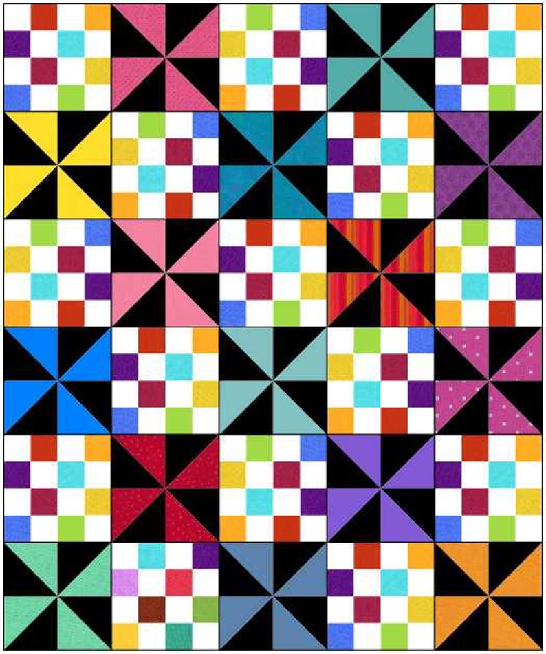 Covered in Pinwheels Quilt Pattern: Easy 16-patch Design (PDF Pattern ...