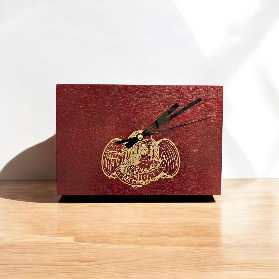 Fat Bottom Betty Cigar Box Clock – Burgundy Wood Clock With Gold Pin-up ...