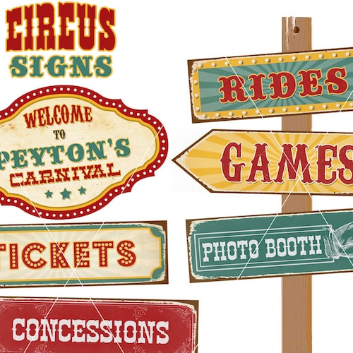 Vintage Circus Signs Circus Carnival Party Signs Circus - Etsy