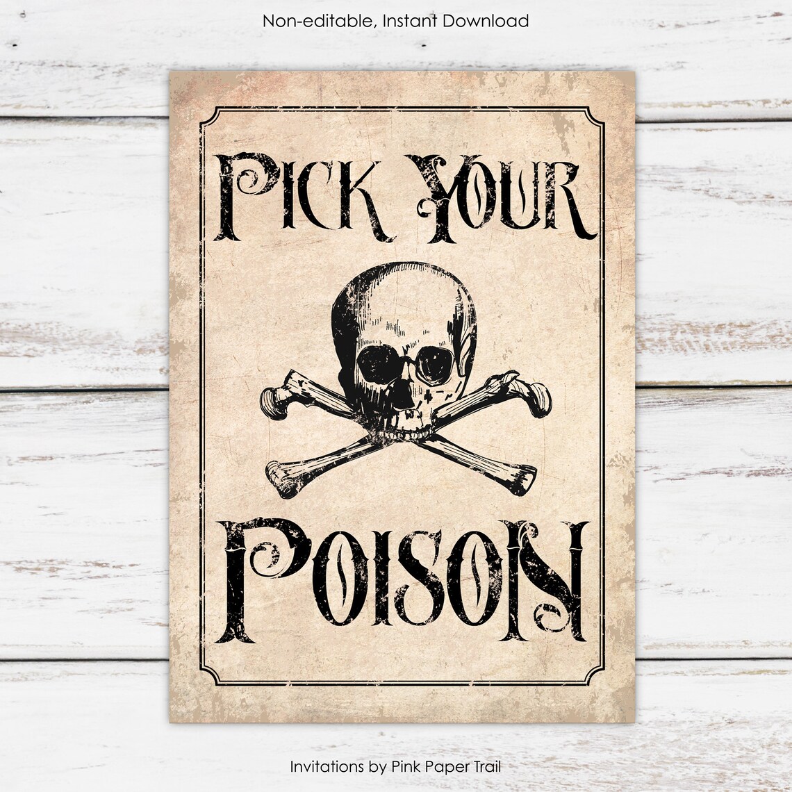 Pick Your Poison Halloween Sign Prop Decor, Halloween Drink Station ...