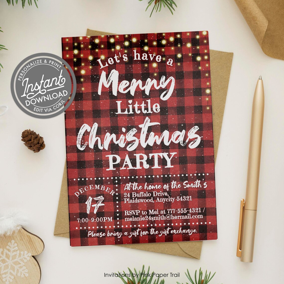 EDITABLE Christmas Party Invitation Merry Little Christmas - Etsy