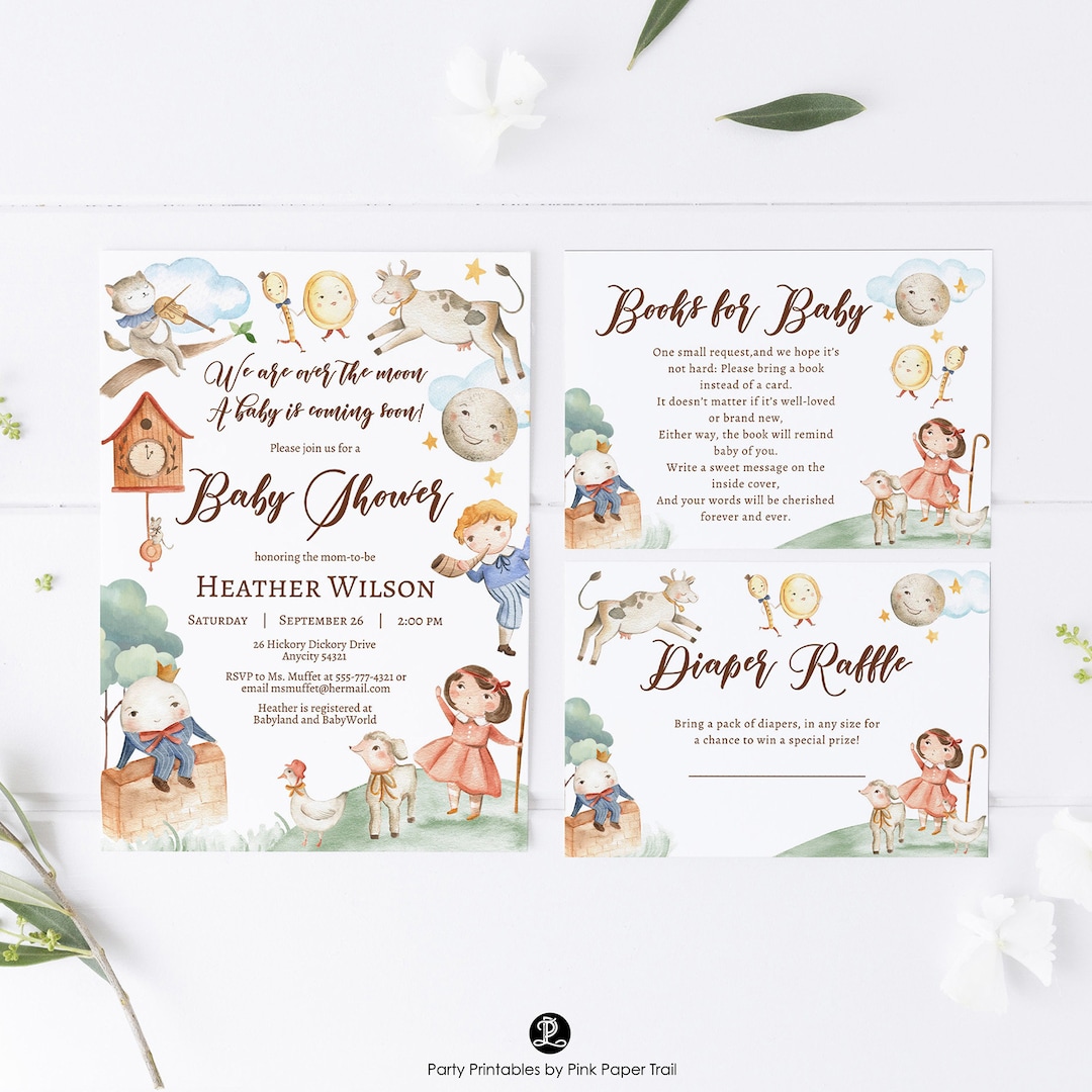 EDITABLE Nursery Rhyme Themed Baby Shower Invitation, Nursery Rhyme ...