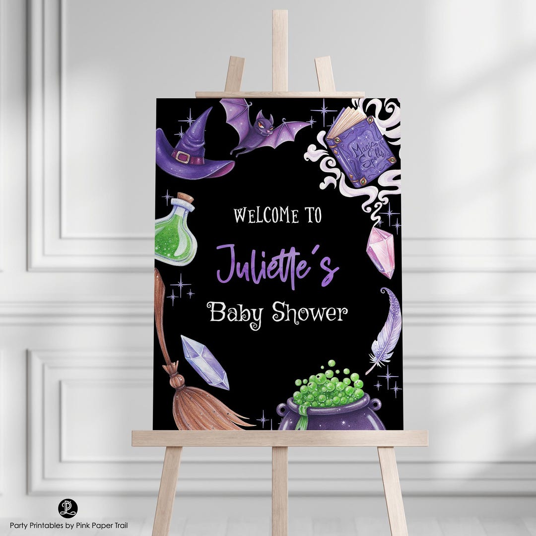 Editable Halloween Witch Theme Birthday Party Welcome Sign, Witches ...