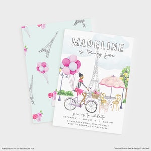 Paris Invitation Template, Parisian Girl Birthday Invitation With Cute ...