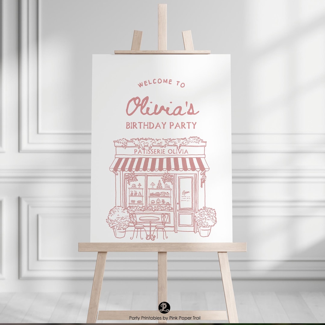 French Patisserie Theme Welcome Sign, Hand Drawn Minimalist Parisian ...