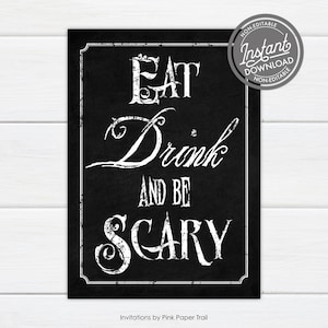 Eat Drink and Be Scary Halloween Sign Prop Decor, Halloween Drink ...
