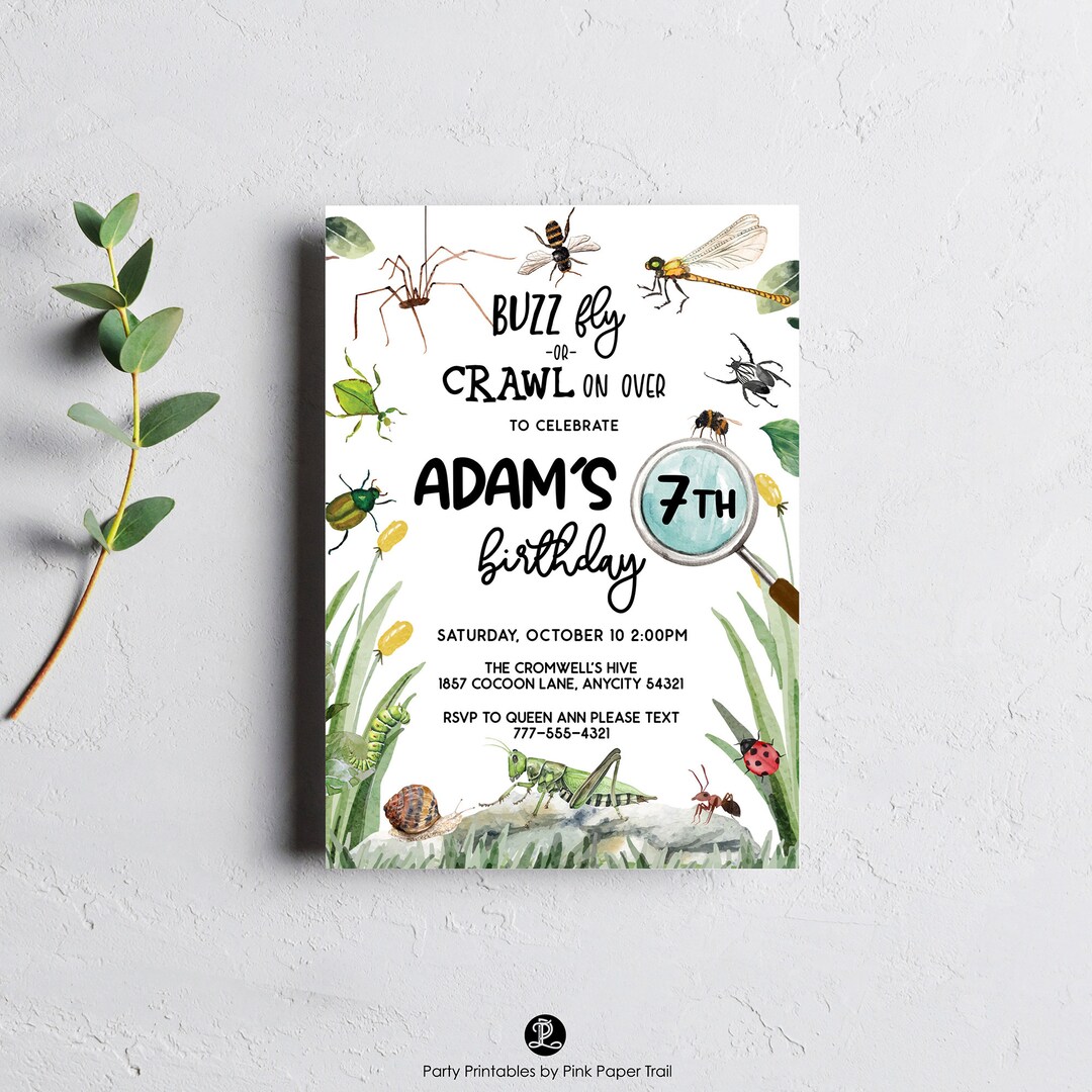 EDITABLE Bugs Insects Birthday Invitation or Nature Themed Birthday ...