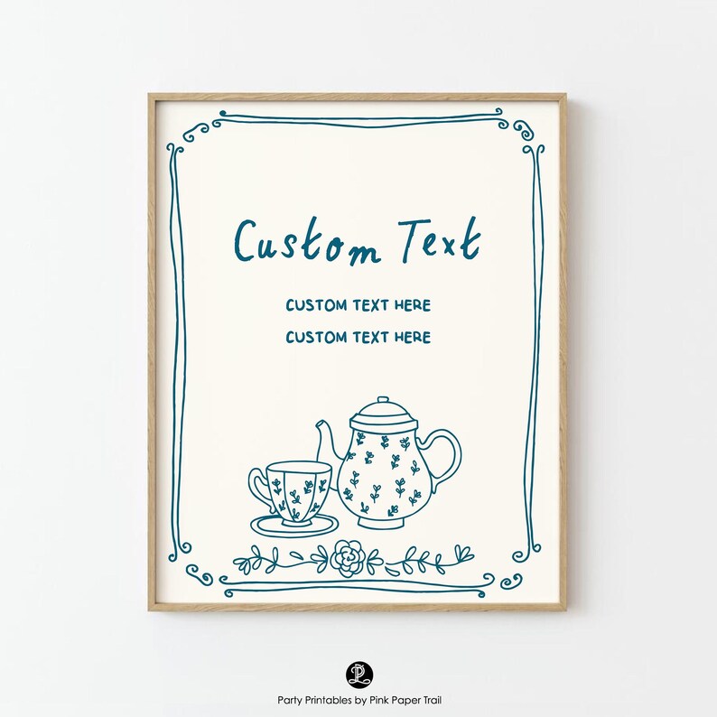 Hand Drawn Tea Party Doodle Baby Shower Invitation Editable Template ...