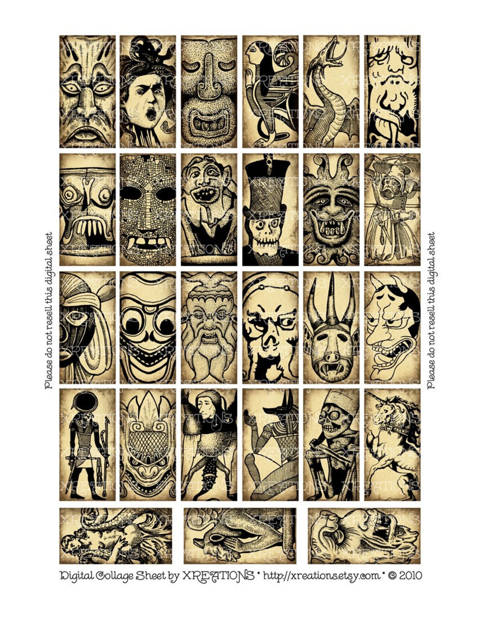 Digital Collage Sheet Mythological and Fantasy Creatures - Etsy