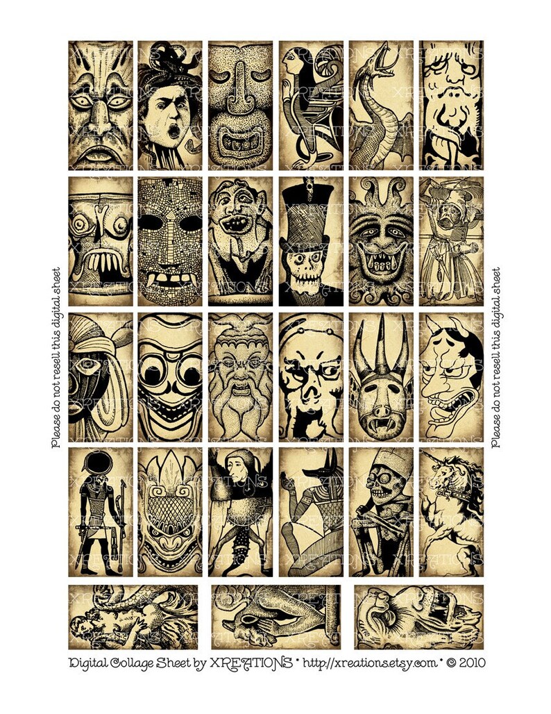 Digital Collage Sheet Mythological and Fantasy Creatures - Etsy