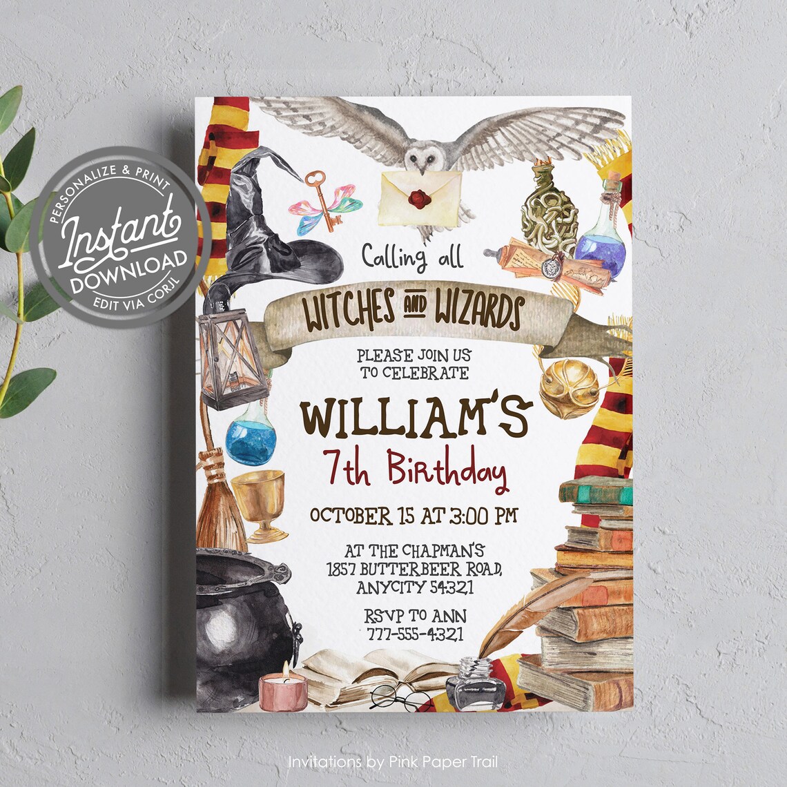 EDITABLE School of Wizardry and Magic Birthday Invitation - Etsy