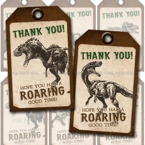 Dinosaur Themed Favor Tags, 4 Different Tag Designs, Instant Download ...